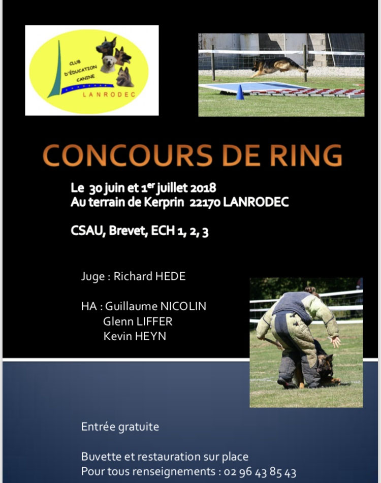 Concours de Ring - Club d'éducation canine de Lanrodec