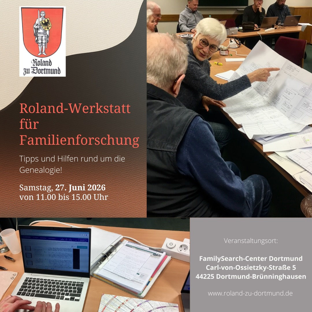 Roland-Werkstatt für Familienforschung am 27.06.2026 im FamilySearch ...