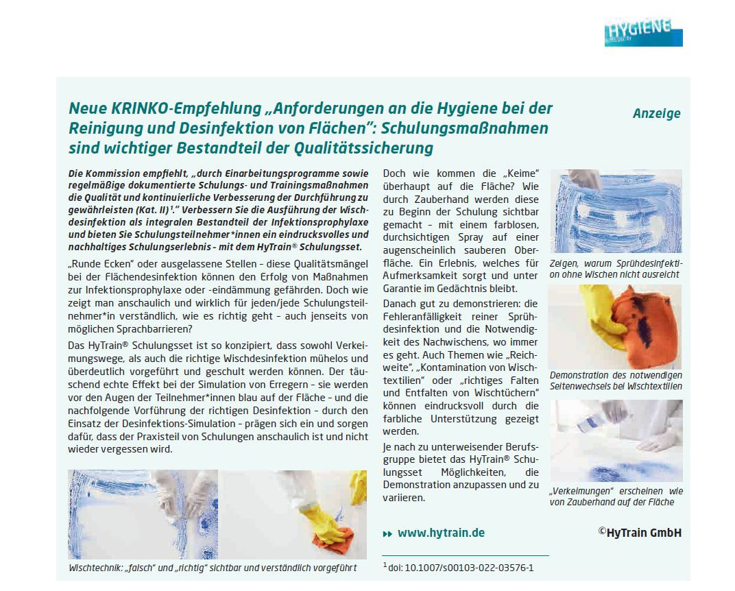 KRINKO-Empfehlung Flächendesinfektion und - reinigung 2022 - hytrain.de Hygieneschulungen mit Pfiff