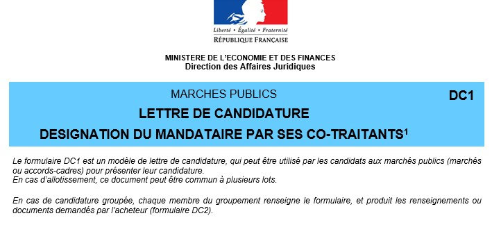 Formulaire DC1 - Agence AGUINALIN