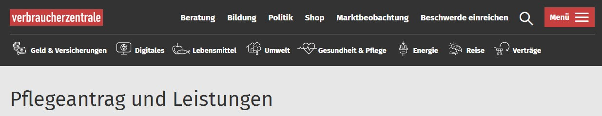 Verbraucherzentrale: Pflegeantrag und Leistungen - pflegesachverstands Webseite!