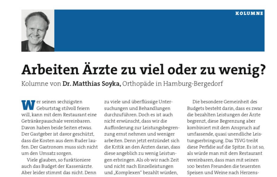 Arbeiten Ärzte zu viel oder zu wenig? - Dr. med. Matthias Soyka