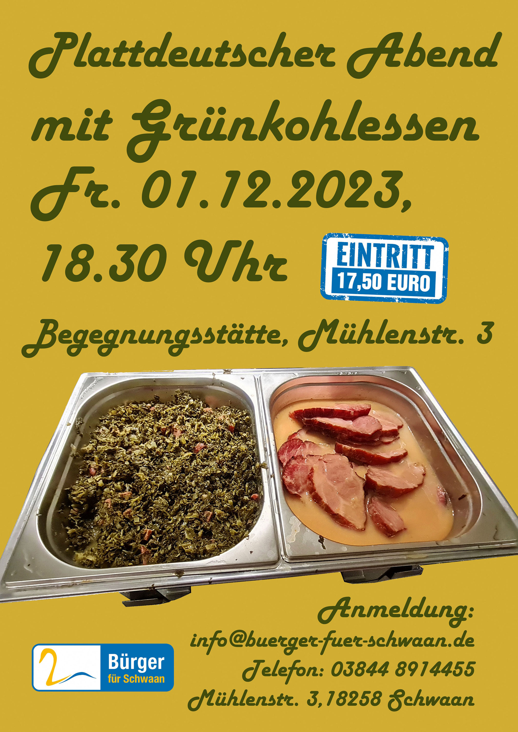 Plattdeutscher Abend mit Grünkohlessen - Bürger für Schwaan