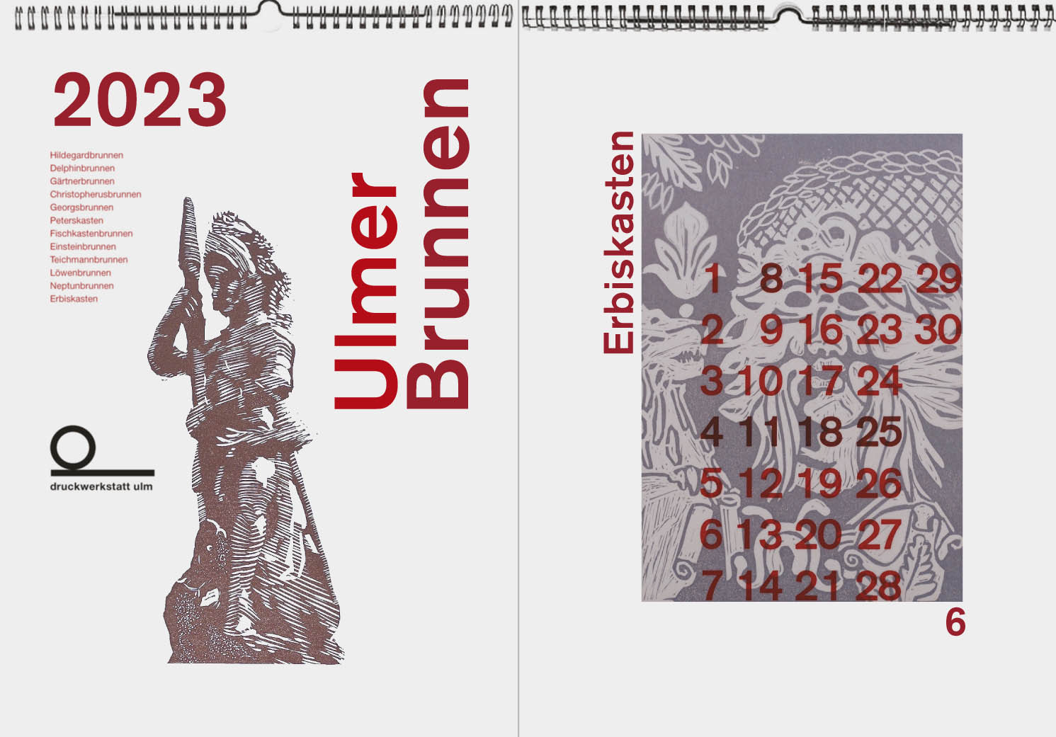 Kalender 2023 »Ulmer Brunnen« ab sofort erhältlich - druckwerkstatt ulm