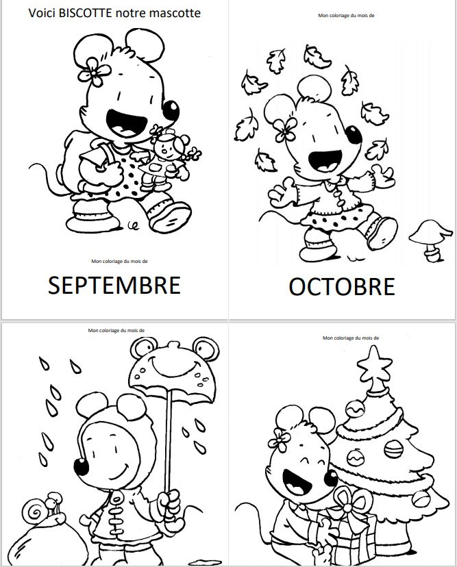 coloriages au fil des mois par Cerise London - Site de biscotte-ecole
