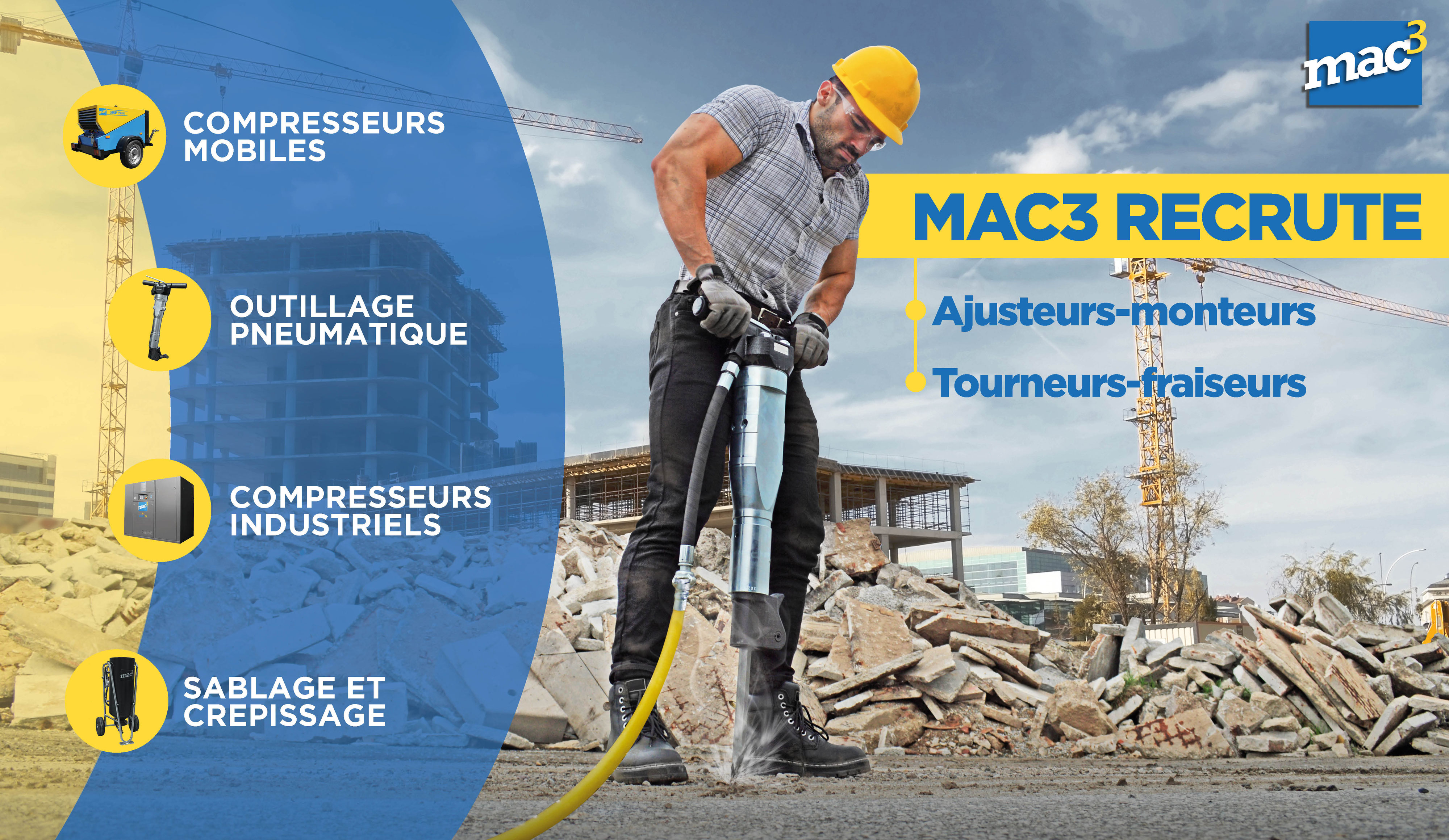 MAC3 recrute pour ses lignes de production - Air comprimé pour la construction et l'industrie