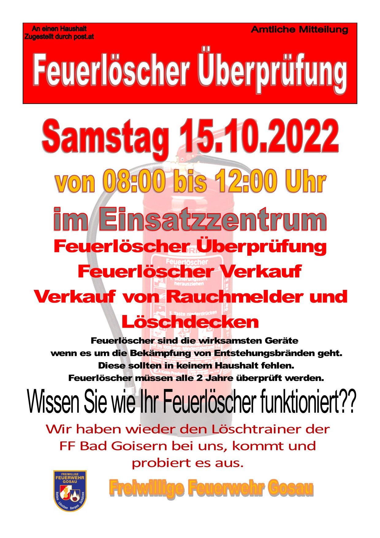 Feuerlöscher-Überprüfung - FF- Gosau