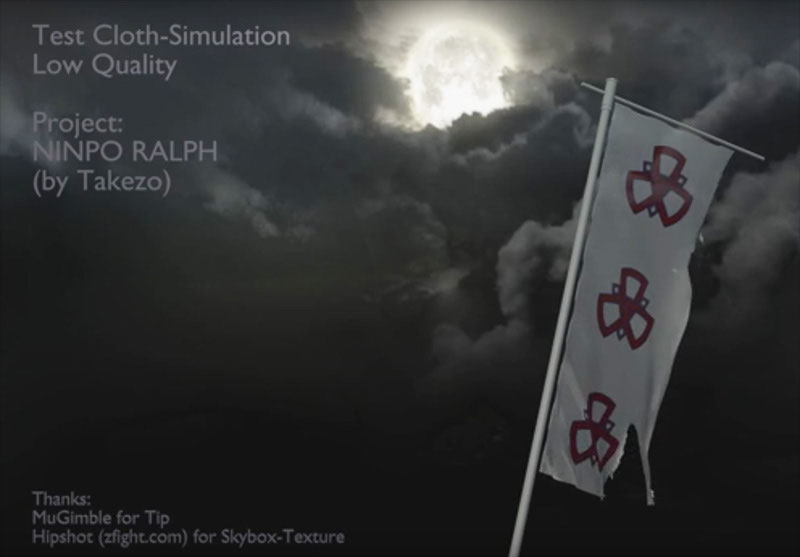 Flaggensimulation mit "Cloth" in Blender - Ninjutsu lernen mit Ninpo Ralph