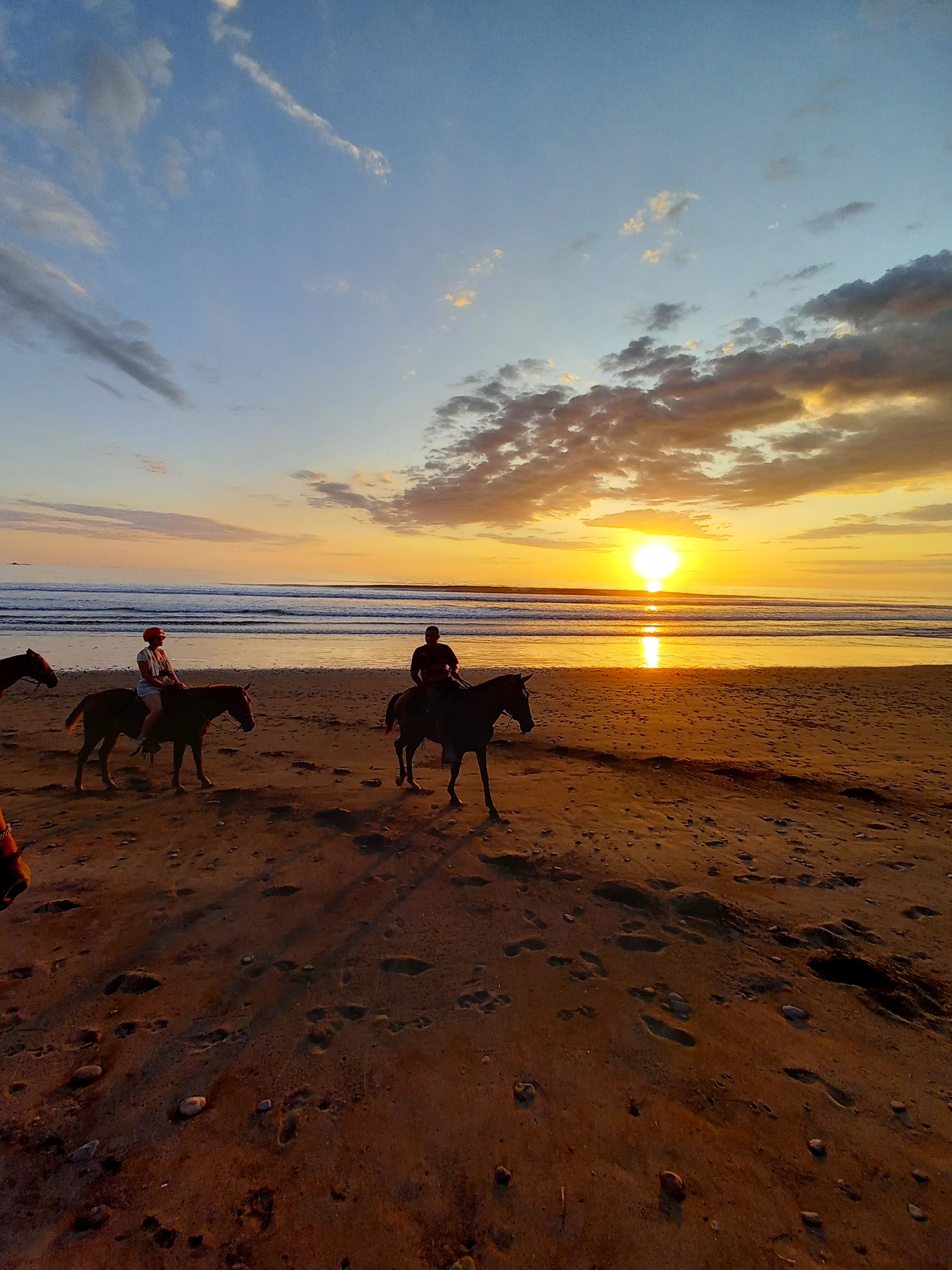 Reiten Am Strand Bei Sonnenuntergang