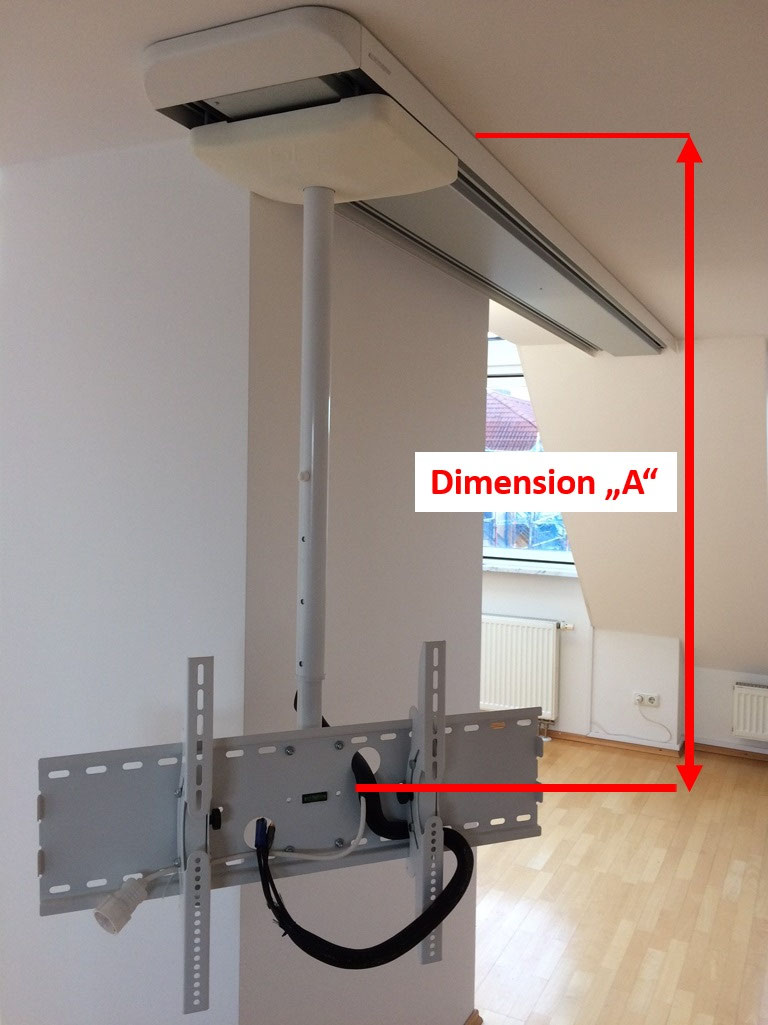 Short TV vertical bracket for TV ceiling bracket on railsystem ...
