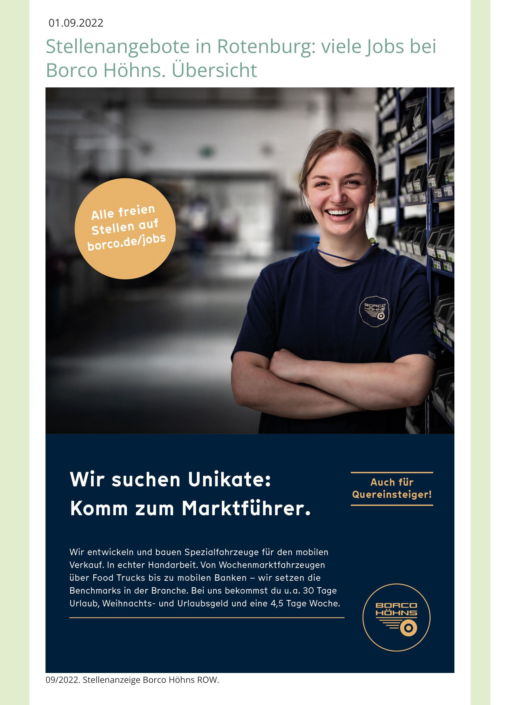 Stellenangebote in Rotenburg: viele Jobs bei Borco Höhns. Übersicht