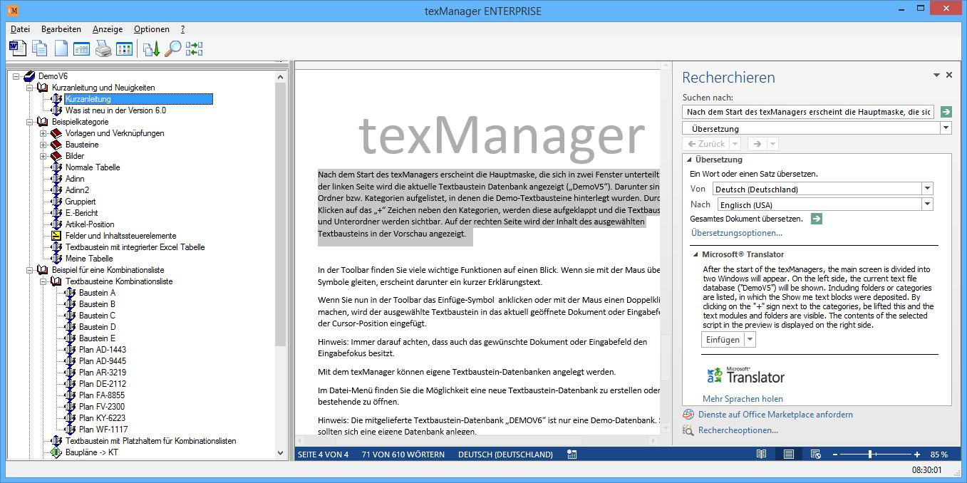 Coole Textbausteinvorschau - texManager