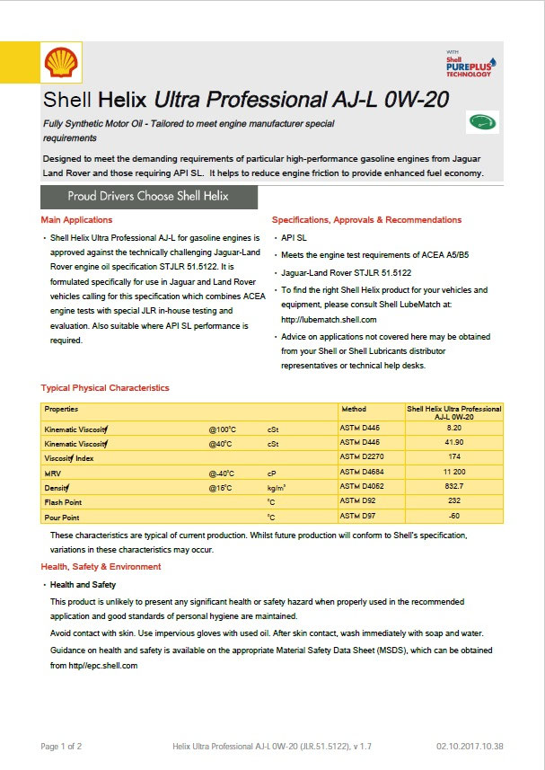 Shell Helix Ultra 5W-30 Technical Data Sheet PDF Motor Oil, 56% OFF