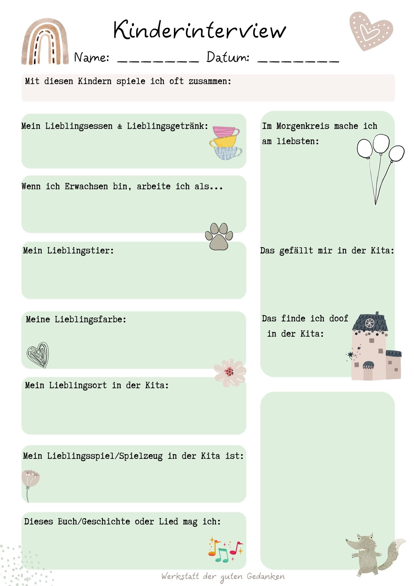 Kinderinterview Für Kinder Im Kindergarten Kita Oder Hort Warsewiczs