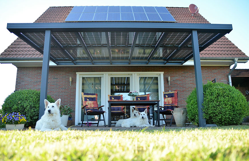 Alu Terrassendach mit Solar - Premium Carportwerk