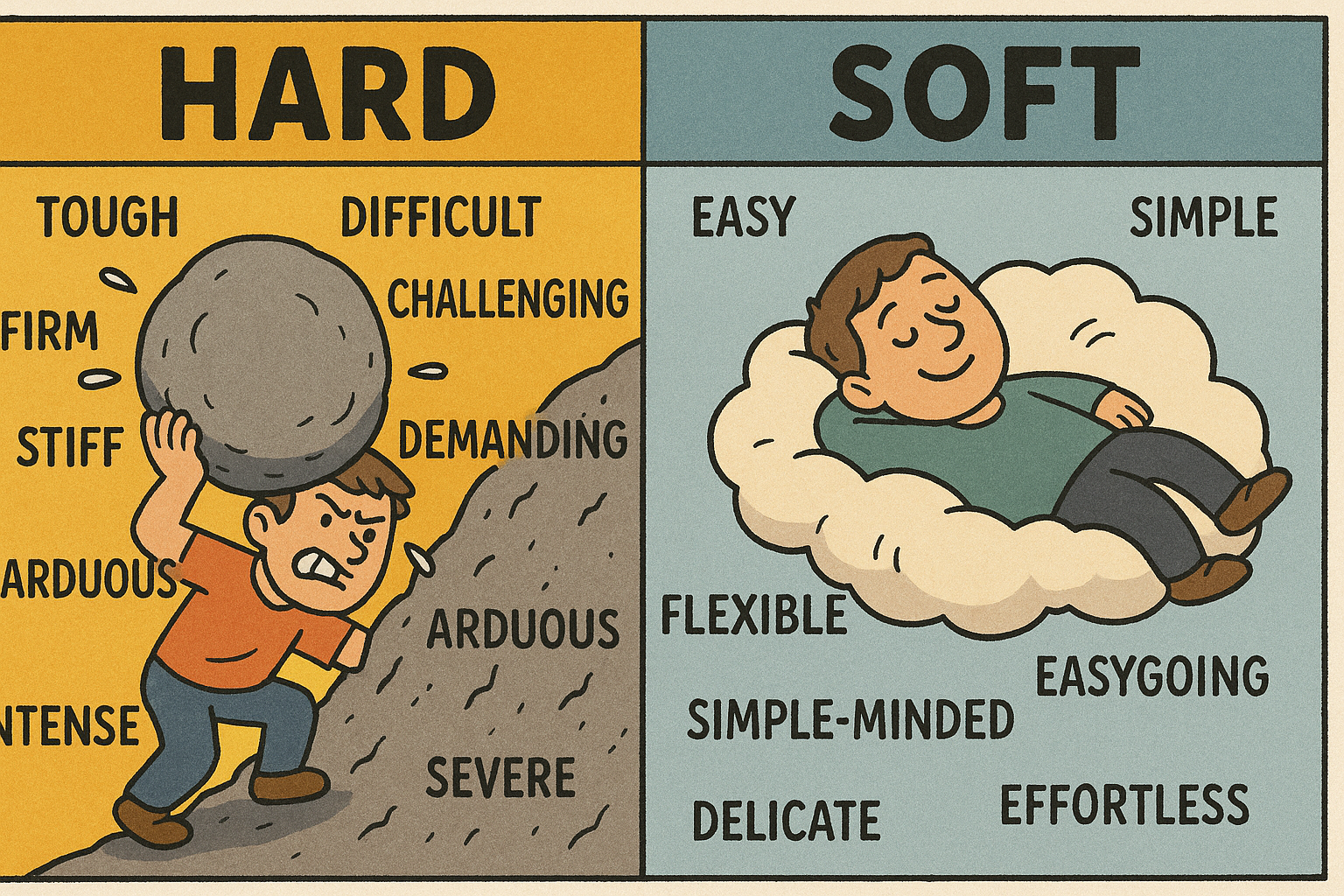 Hard - Sinónimos y antónimos - Ejercicio. - Ejercicios inglés online