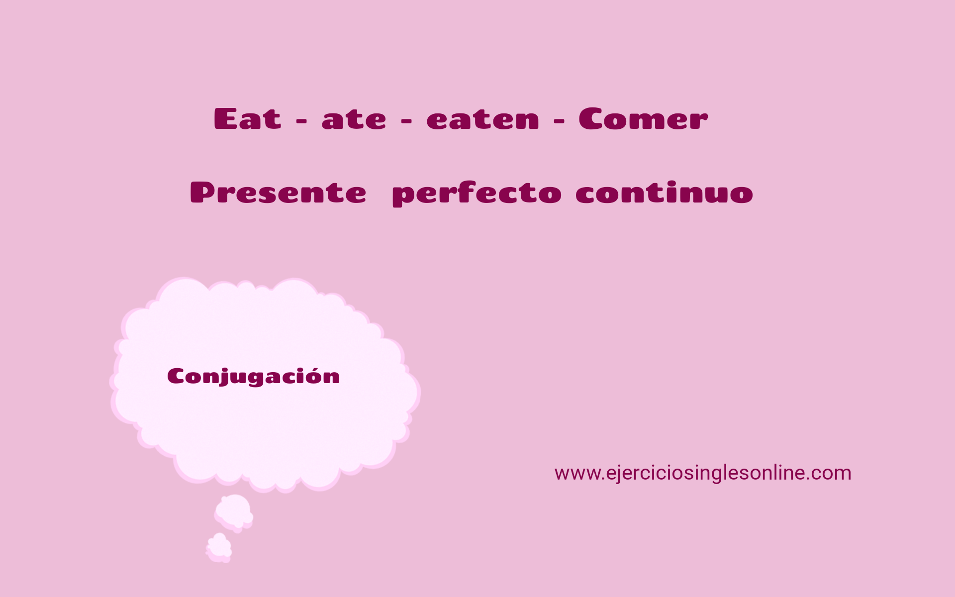 Eat - Presente perfecto continuo - Conjugación - Ejercicios inglés online