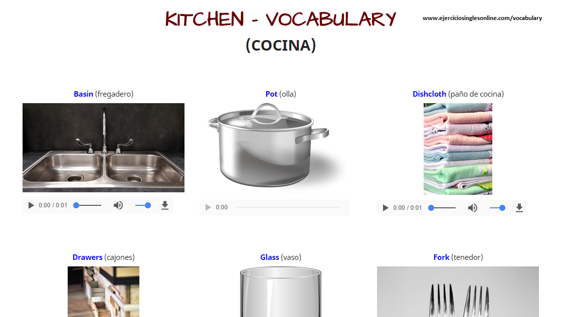 La cocina en inglés - Ejercicio 3 - Ejercicios inglés online