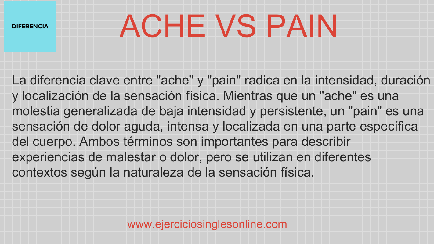 Ache vs Pain - Diferencia - Ejercicios inglés online