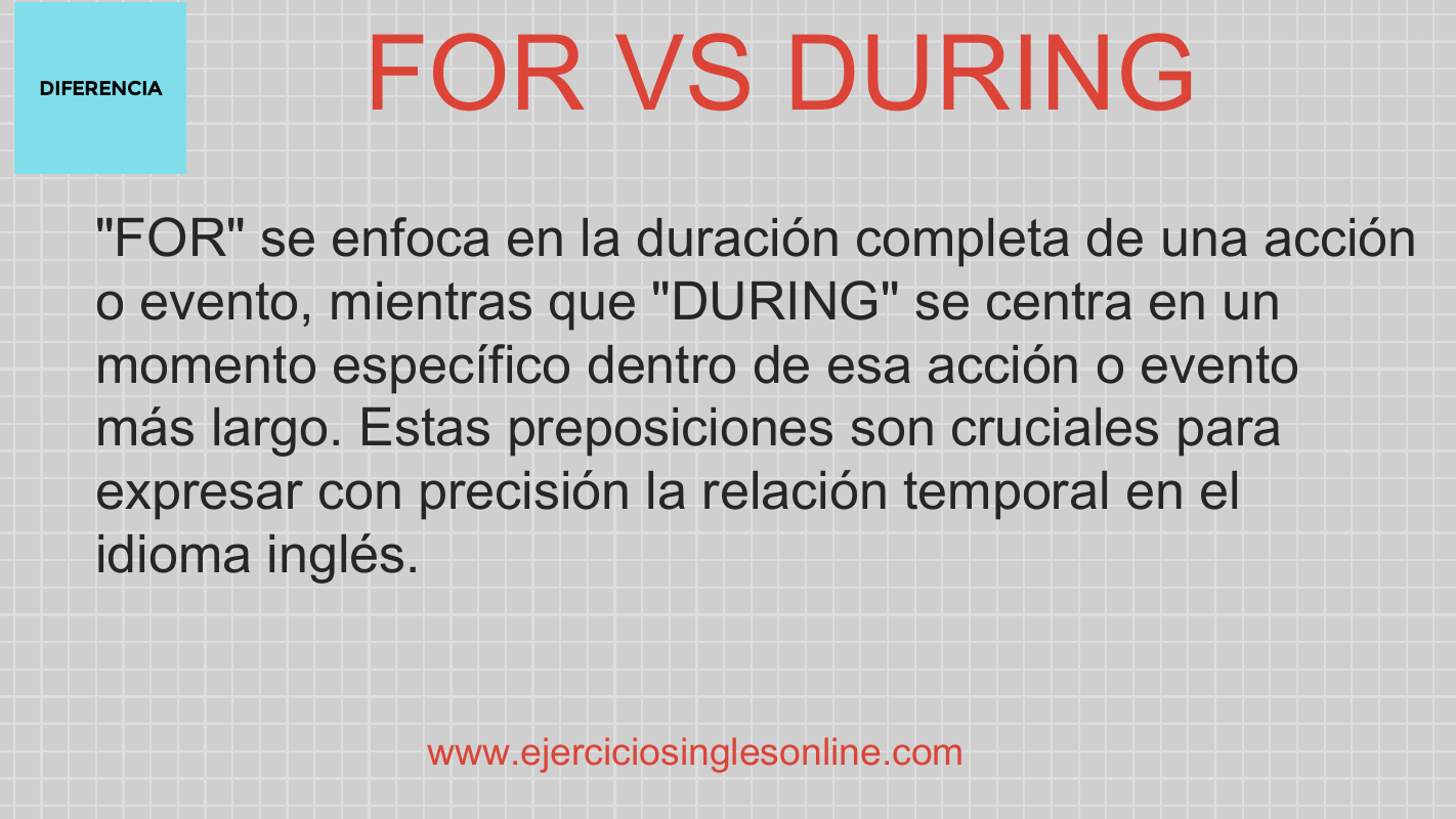 For vs During - Diferencia en inglés - Ejercicios inglés online