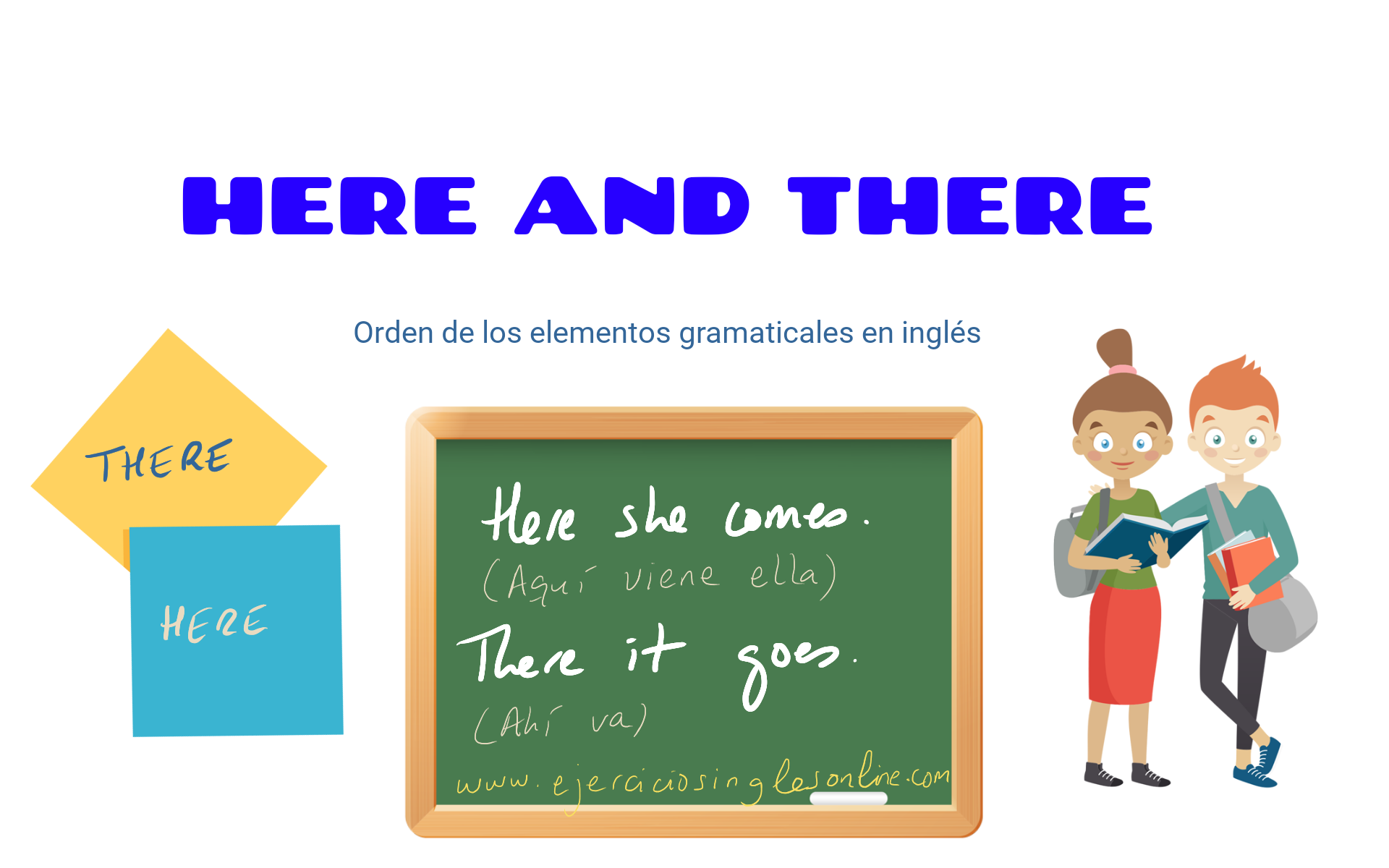 Here y there en inglés - Ejercicios inglés online
