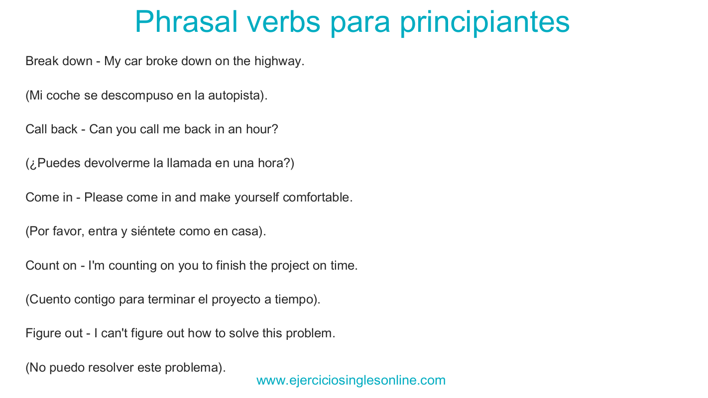 Phrasal Verbs Para Principiantes Ejercicios Inglés Online