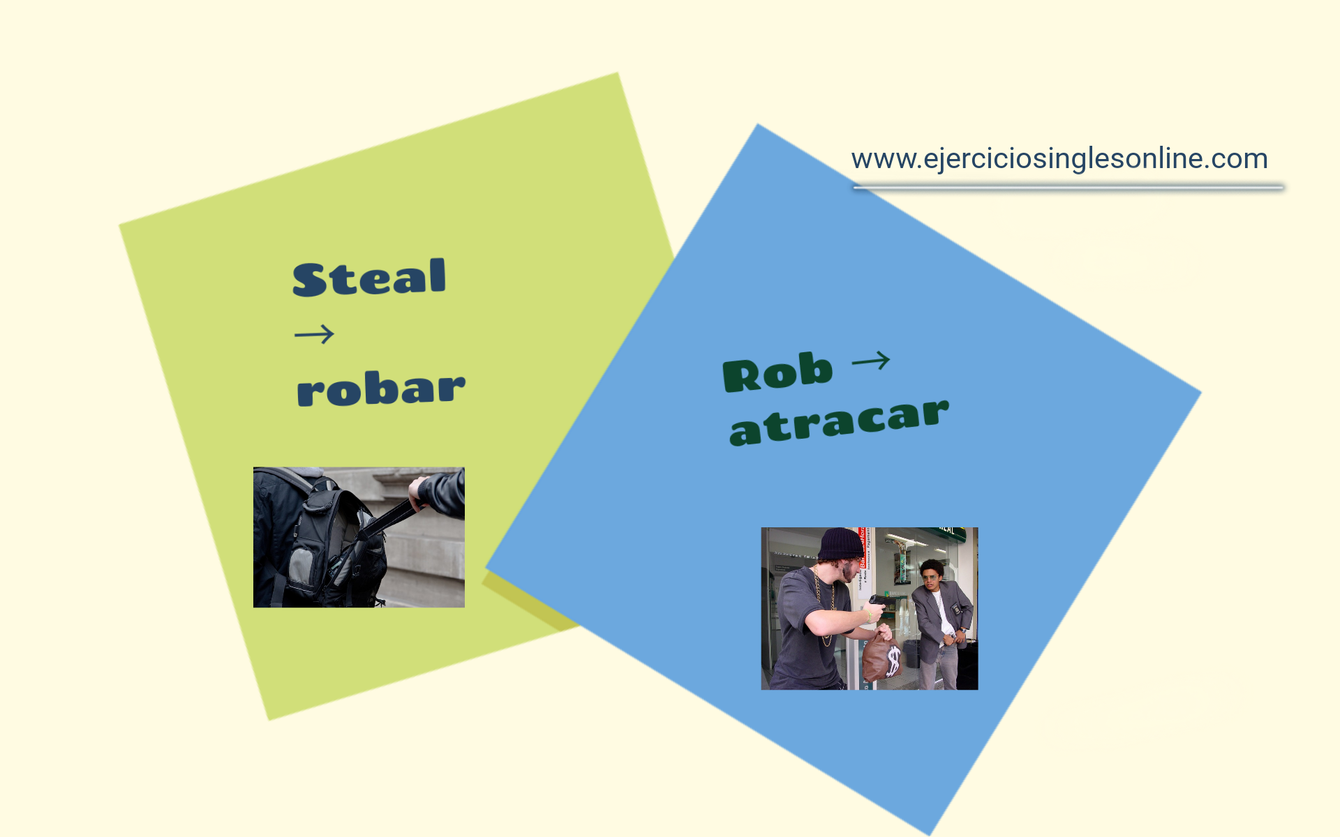 Diferencia entre Steal y Rob en inglés - Ejercicios inglés online