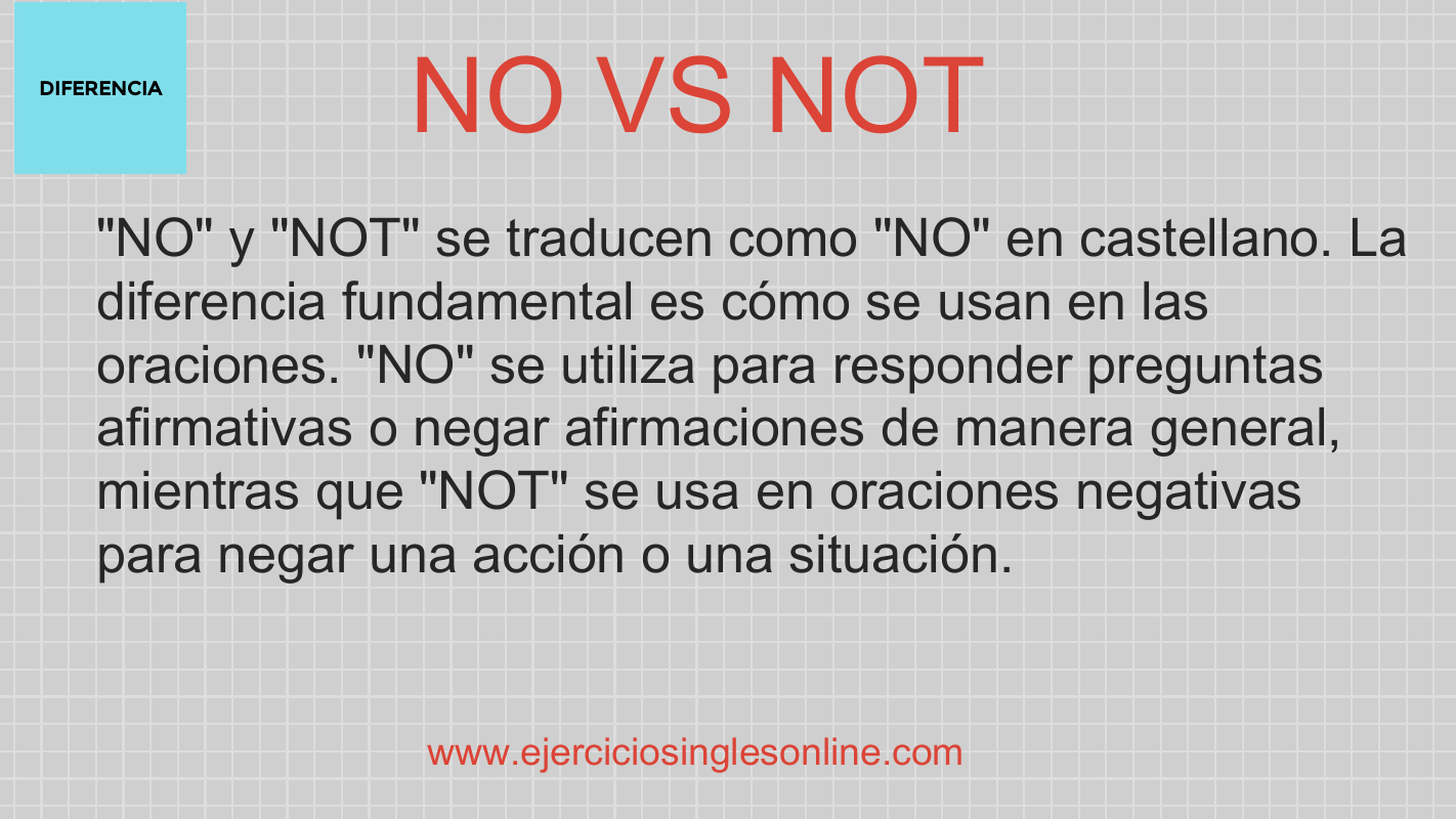 No vs Not en inglés - Diferencia - Ejercicios inglés online