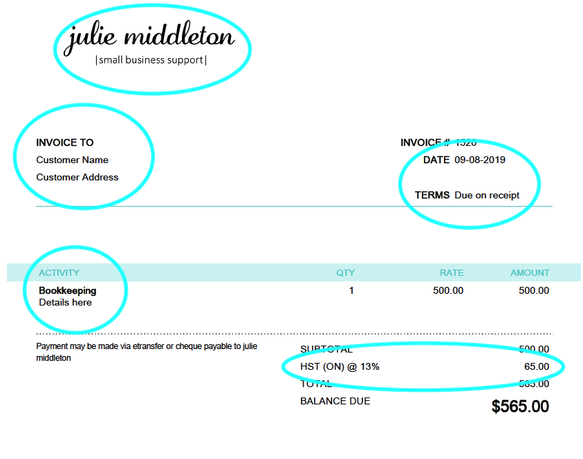 Anatomy of an Invoice - Julie Middleton Small Business Support