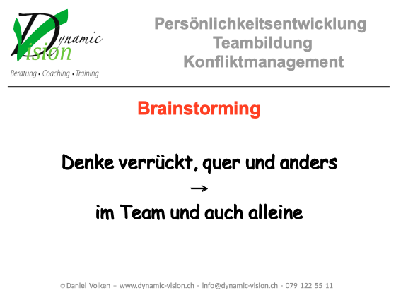 Brainstorming - dynamic-vision-persoenlichkeits Webseite!
