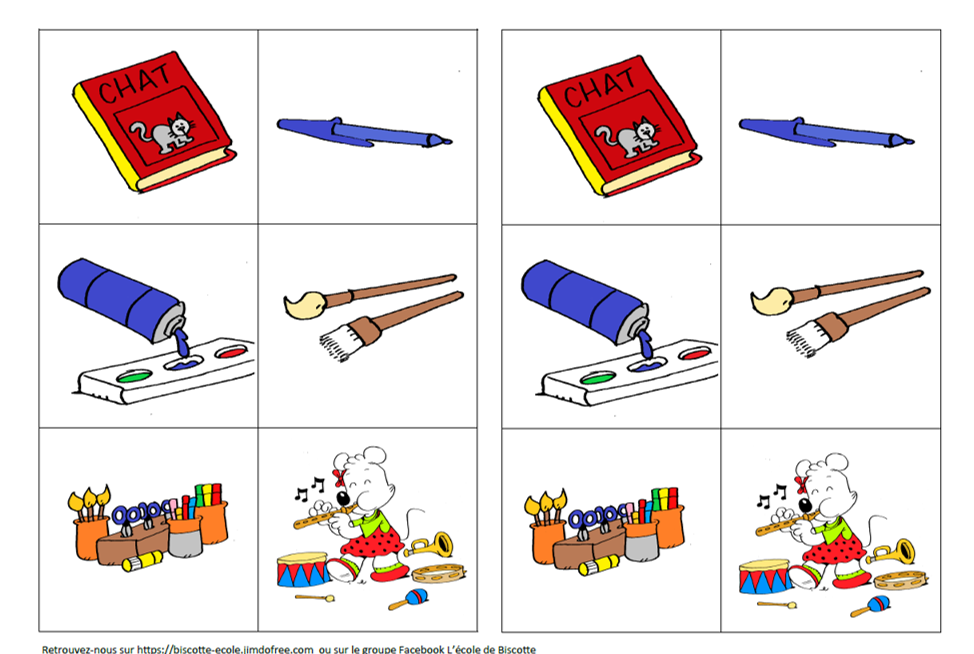 jeu de loto du matériel et des activités de l'école - Site de biscotte ...