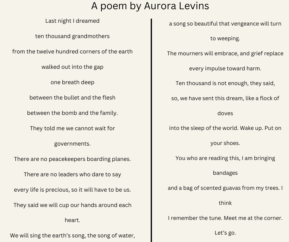 A poem by Aurora Levins Morales - Multifaith Action Society
