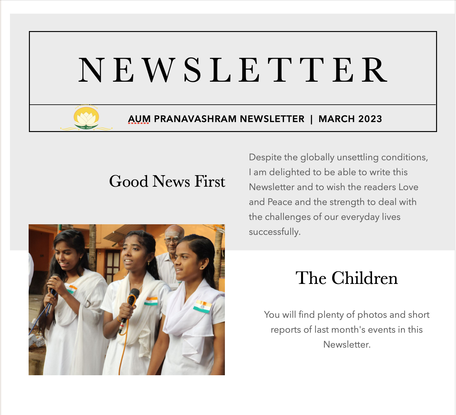 English Newsletters - Aum Pranava Ashram