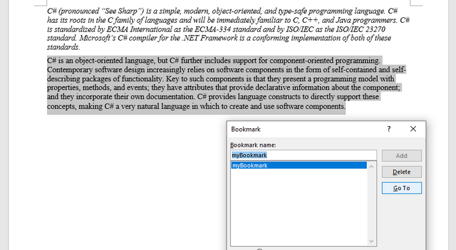 Java – Add or Delete Bookmarks in Word - codeexamples