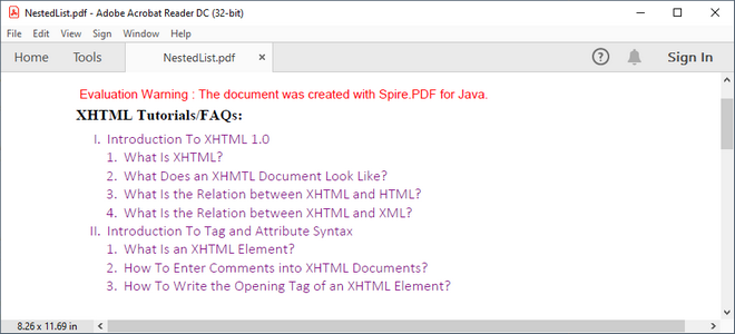 Java – Cerate Lists in PDF - codeexamples