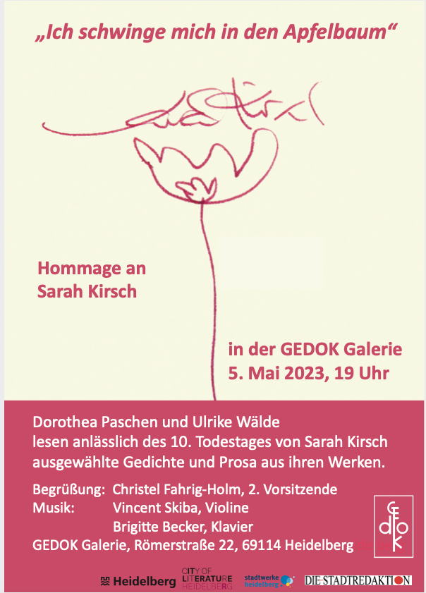 Hommage an Sarah Kirsch - GEDOK Heidelberg e.V. Webseite