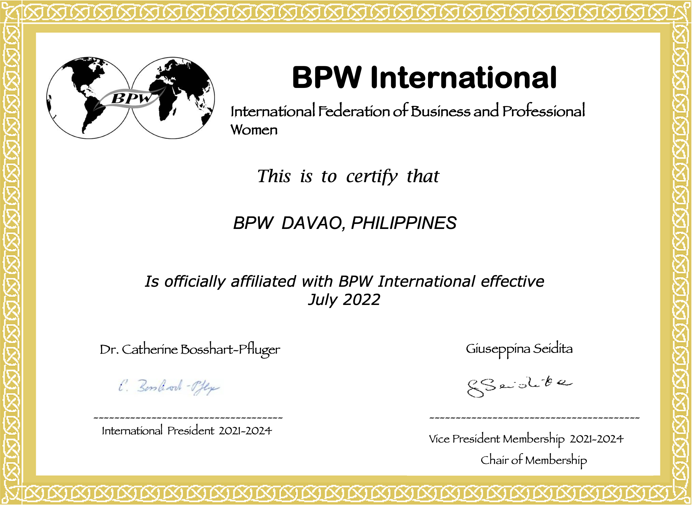 New Affiliate Club - BPW Davao, Philippines - BPW International