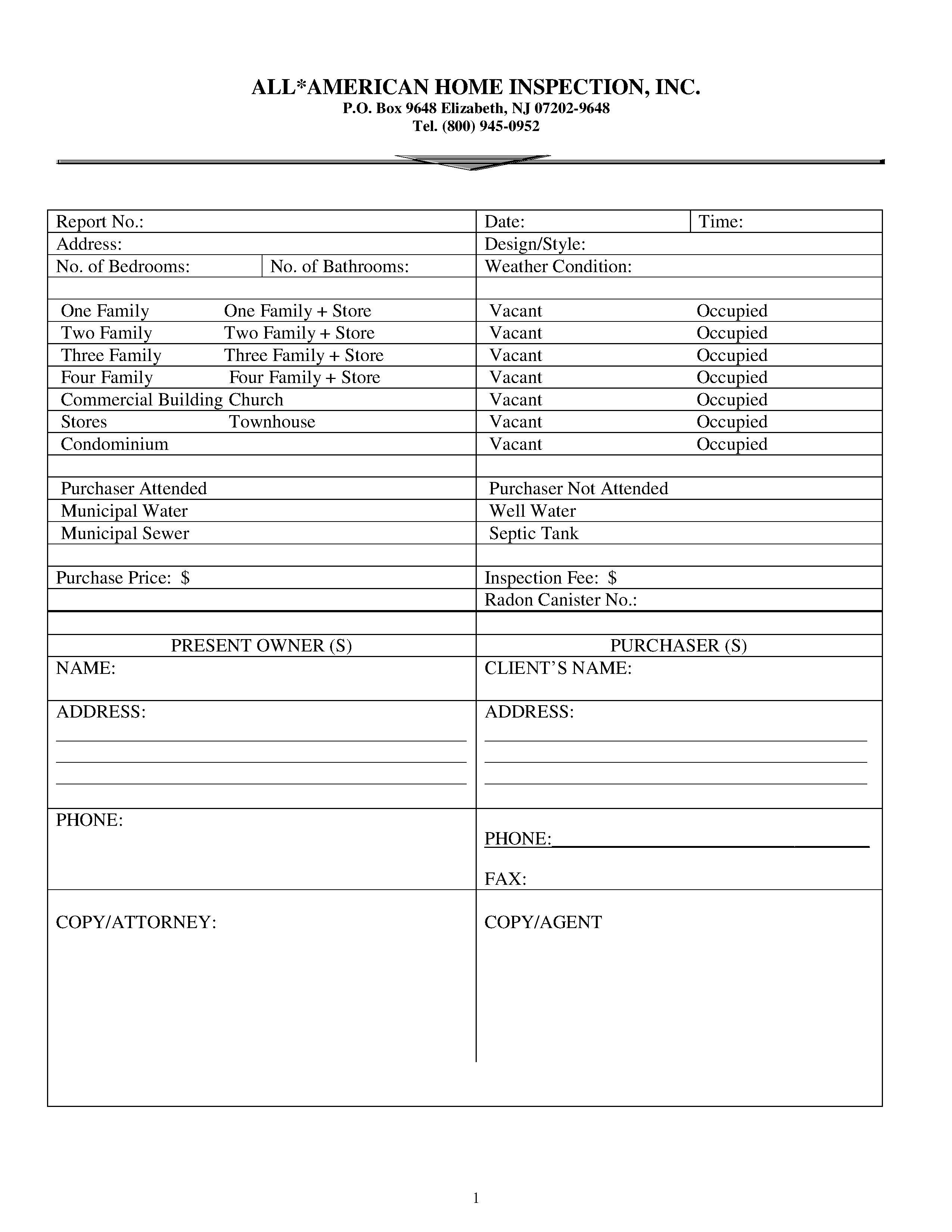 Sample Report - Home Page - All American Home Inspection