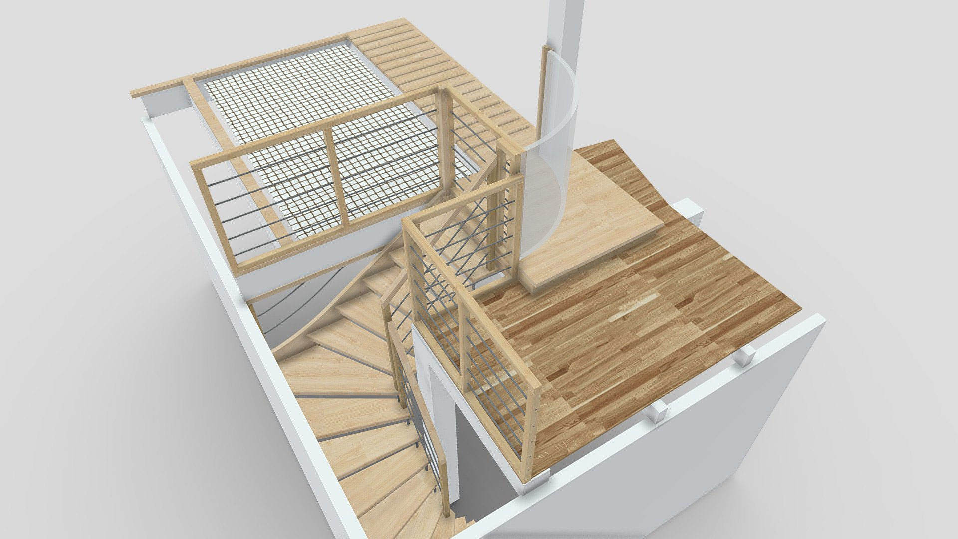 Escalier suspendu en U (E22-457) - Escaliers-prosper, spécialiste de la ...