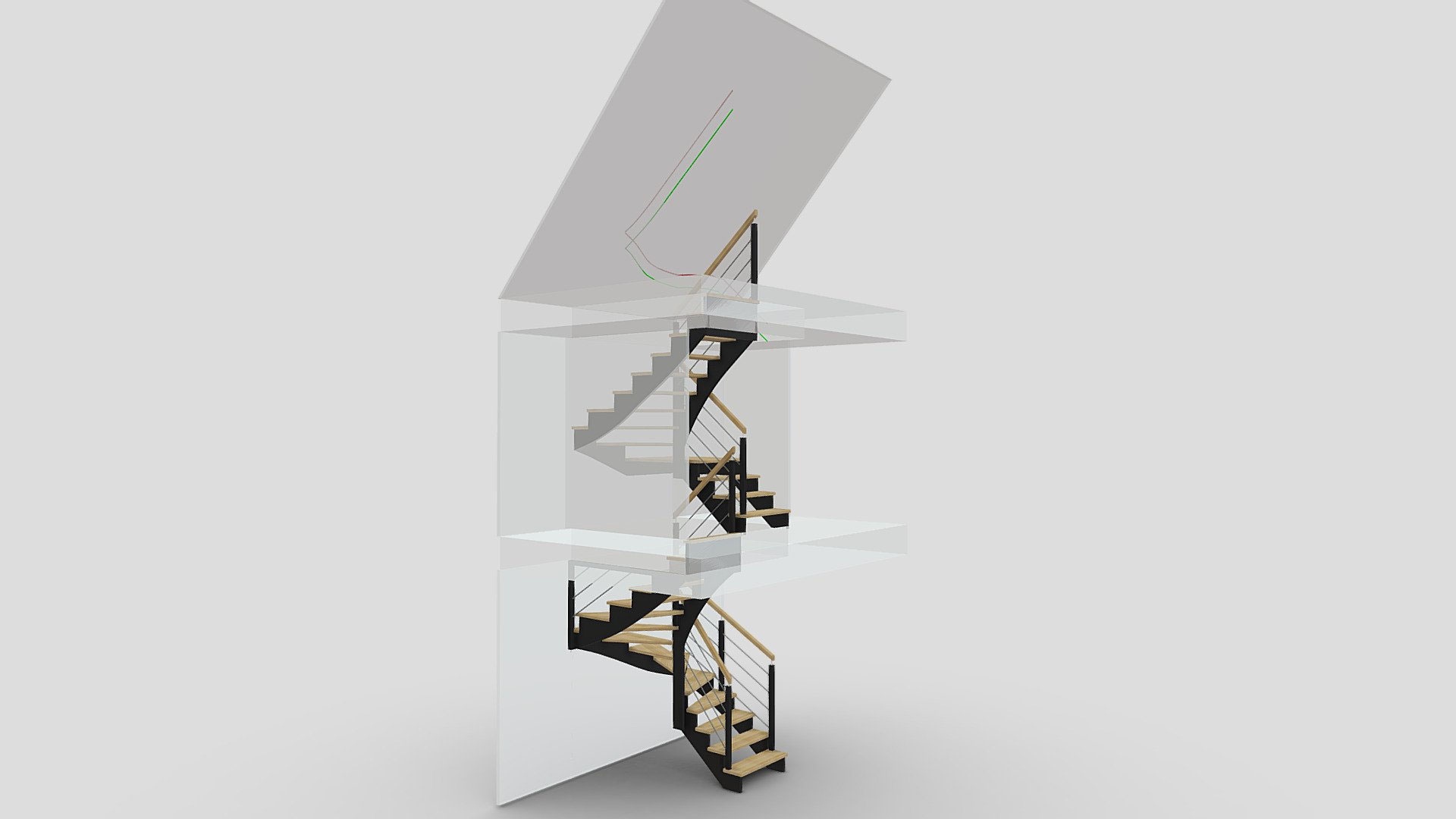 Escalier à l'anglaise en U (E22-411) - Escaliers-prosper, spécialiste ...