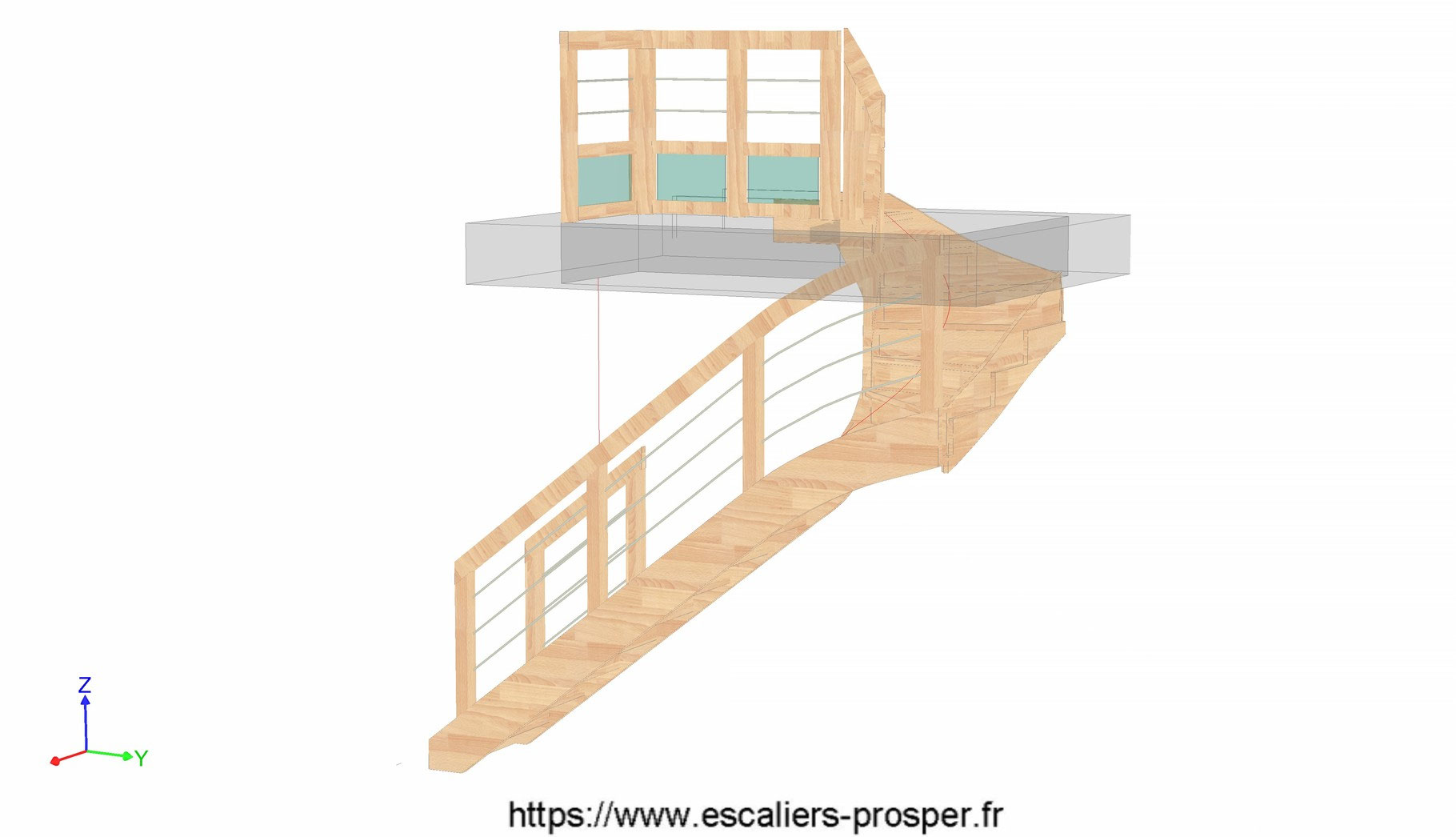 Escalier en U, à la Française (E14-327) - Escaliers-prosper ...