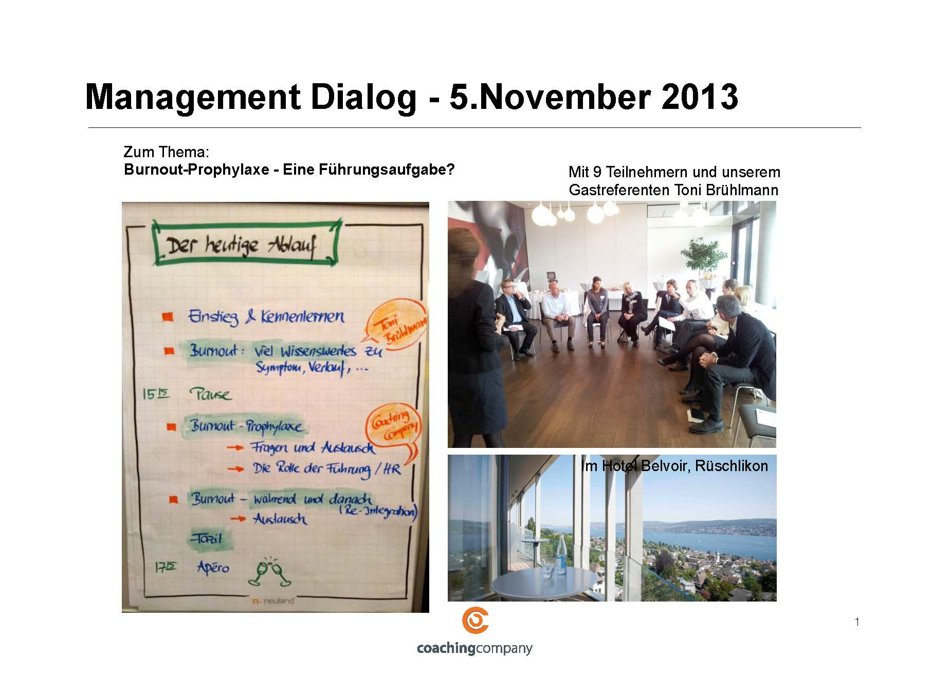 1. Management-Dialog der CoachingCompany Pro GmbH 2013 ...