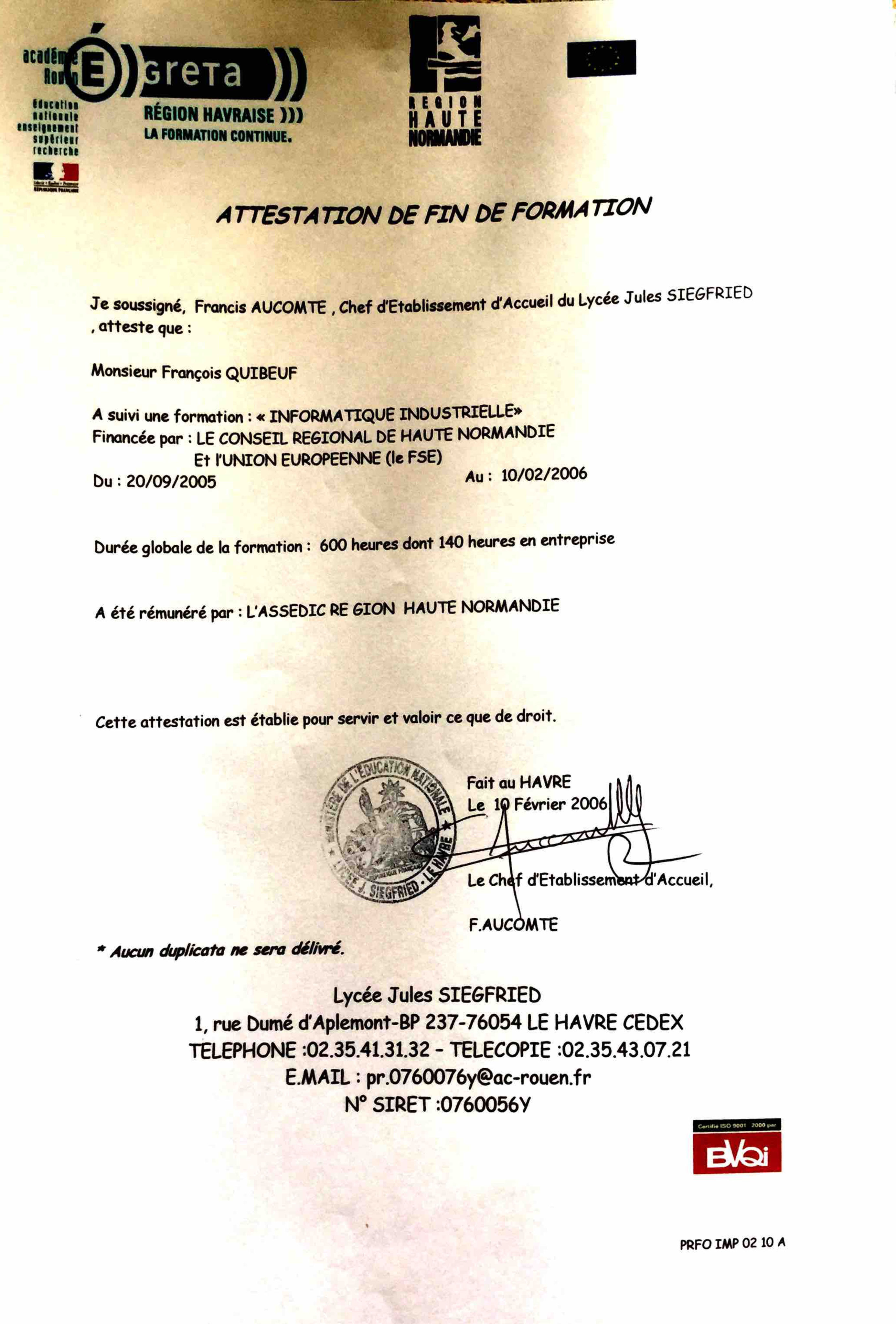 Certificats et attestations - Site de dessin-bim-infographiste-3d