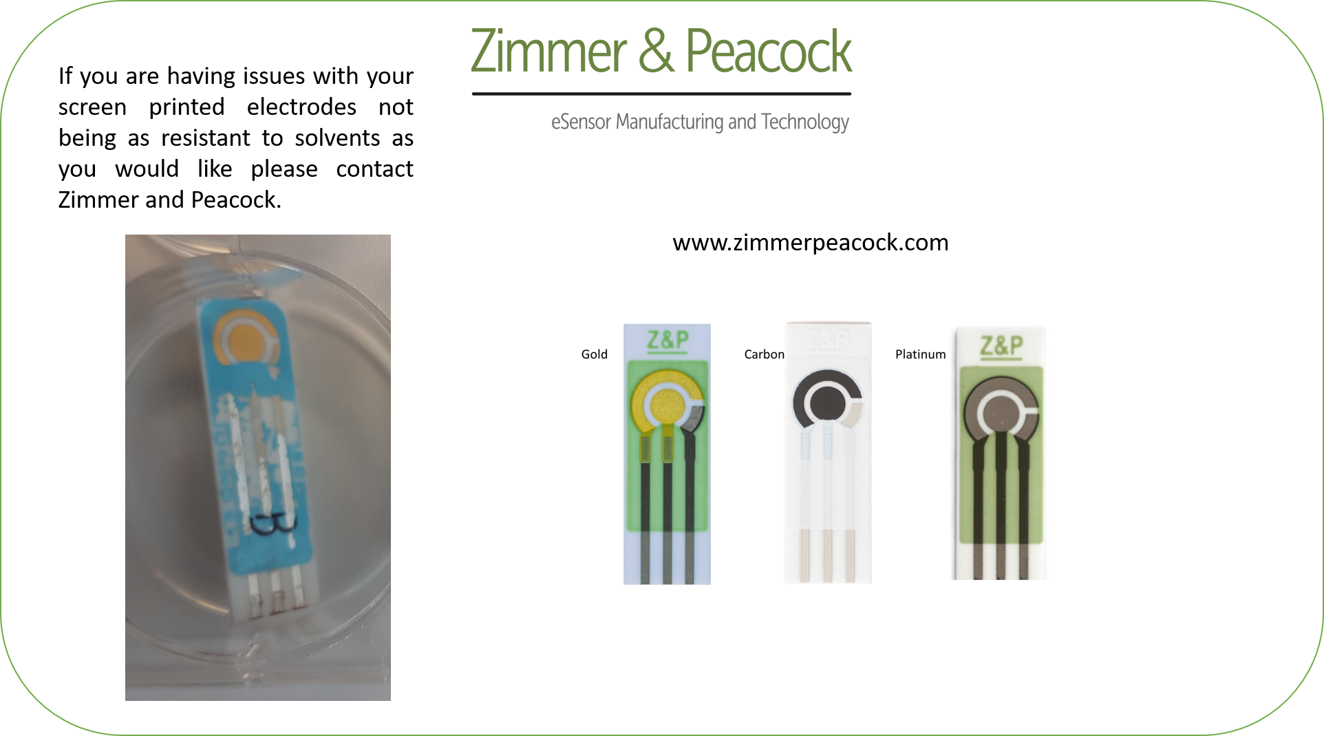 Zimmer and Peacock screen printed electrodes resistant to organic ...