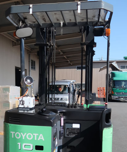 フォークリフト用ミストクーラー (EC-V-04S)：フォークリフトの暑さ対策 - ETG Japan 株式会社