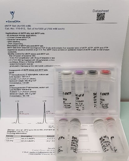dNTP Set - 100 mM each nukleotide 179 Euro - GeneON BioScience