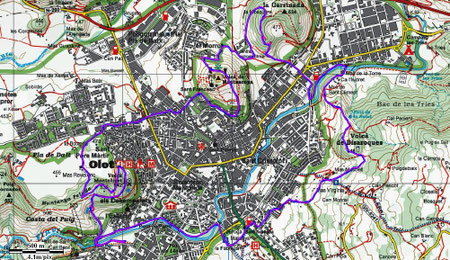 Mapa del recorregut "Volta pels volcans d'Olot" - 12,8 km ...