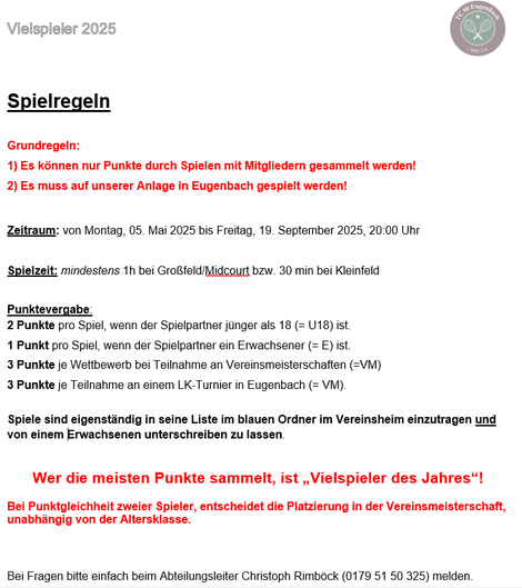 Spielregeln Vielspieler - TC 90 Eugenbach