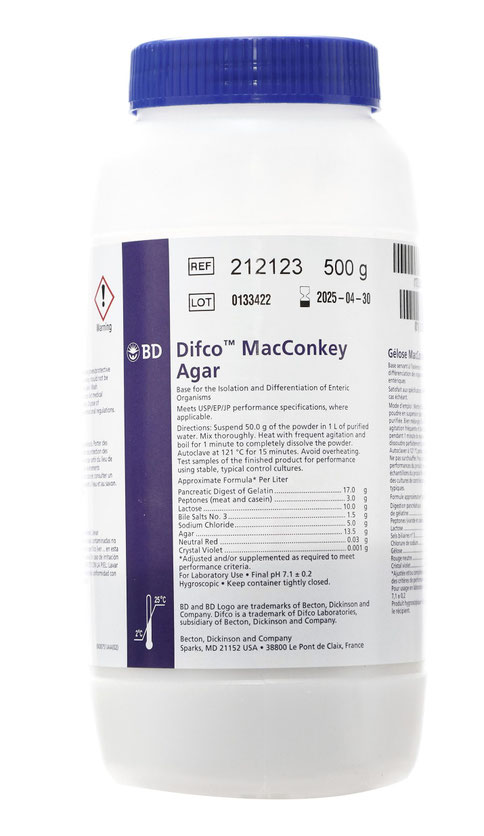 212123 BD Difco™ Agar Macconkey, 500 g - PROQUISUR- Material de ...