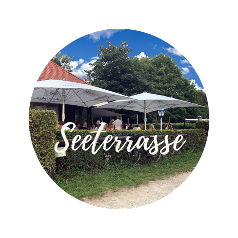 Restaurant mit Blick auf den See und die Berge - Seestubn Percha